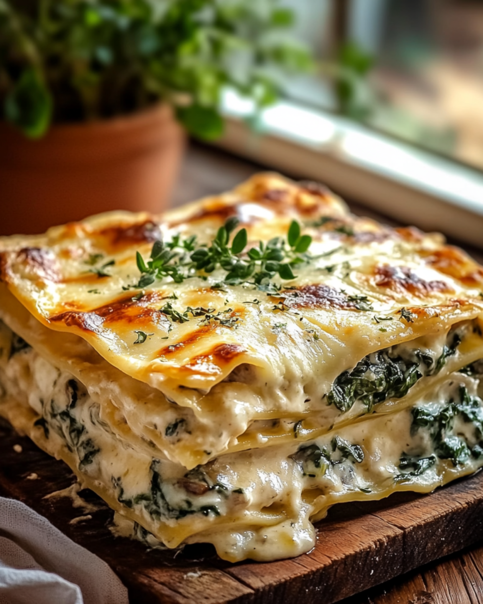 Creamy Spinach & Mushroom Lasagna