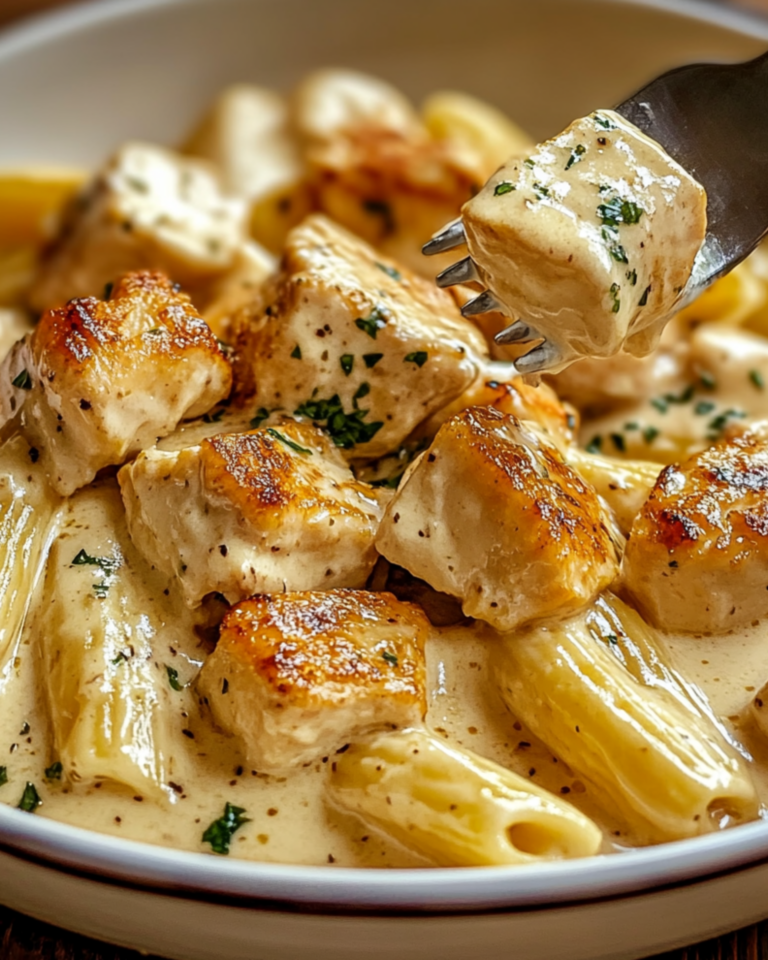 Creamy Garlic Butter Chicken and Rigatoni in Parmesan Sauce
