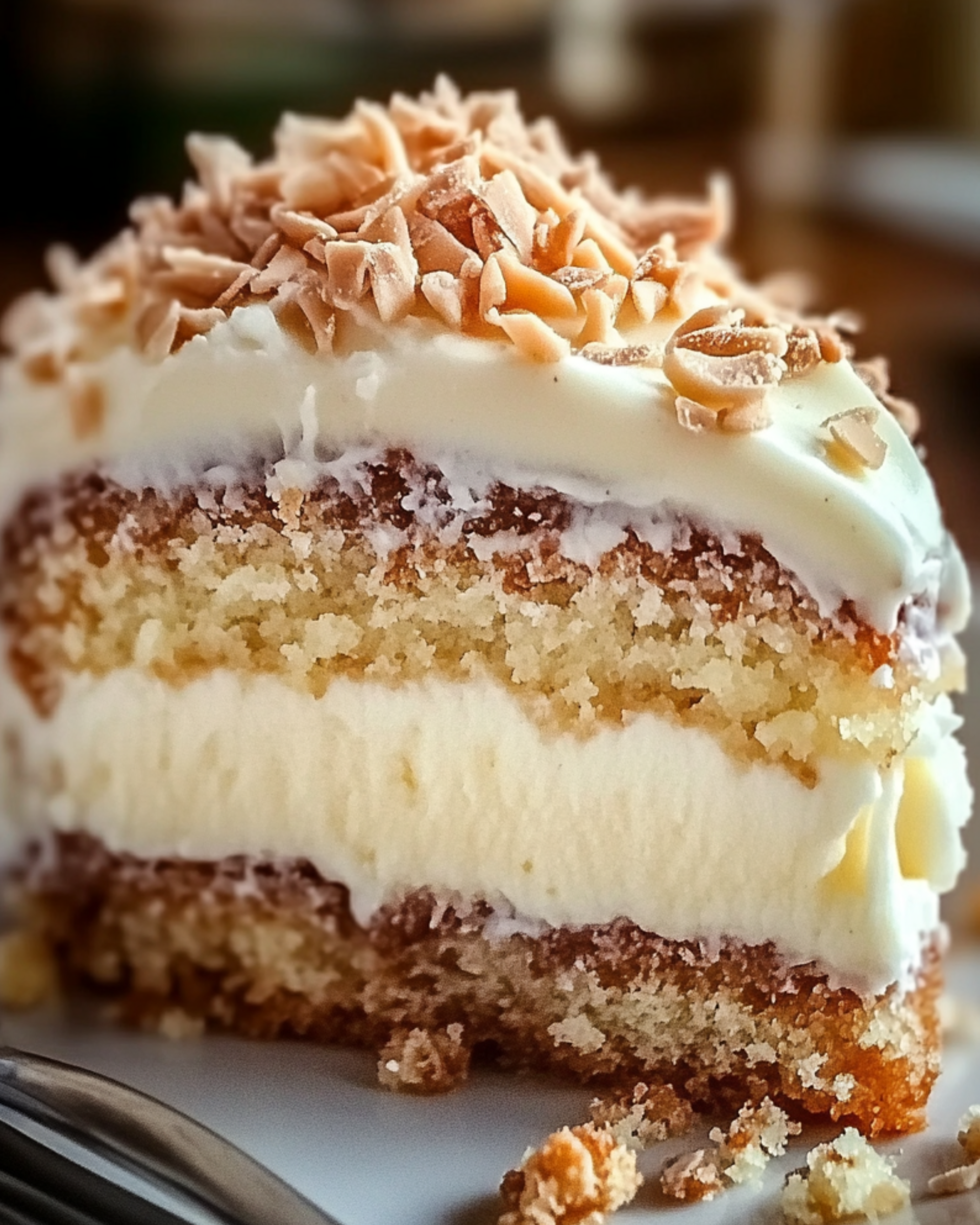 White German Chocolate Cake with a Cheesecake Center