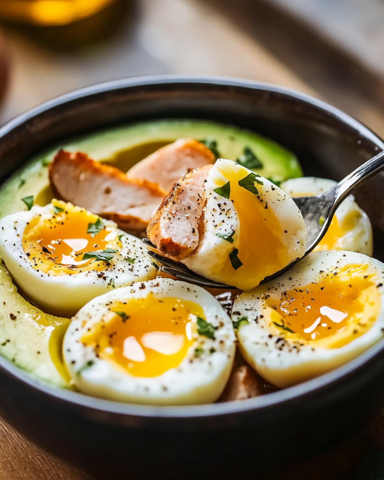 Avocado Egg Bake with Smoky Turkey Slices