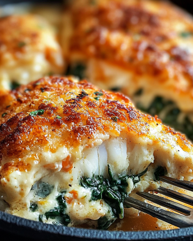 Stuffed Catfish with cheese, spinach and shrimp