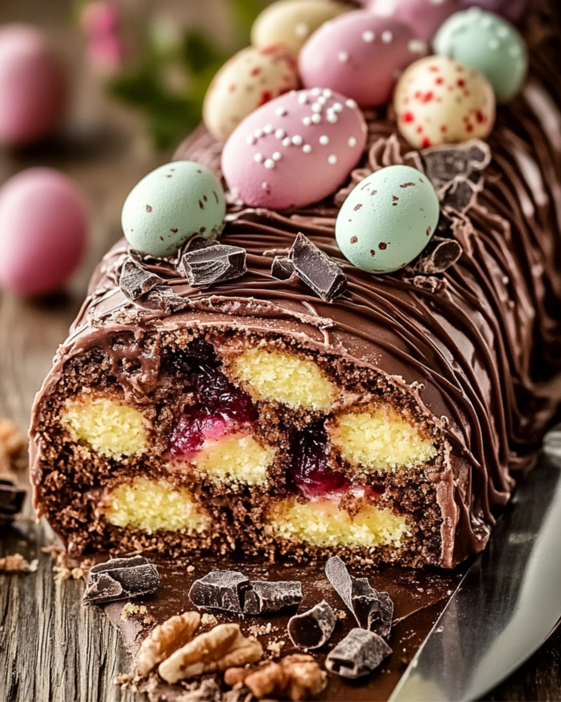 Easter Chocolate Log Cake