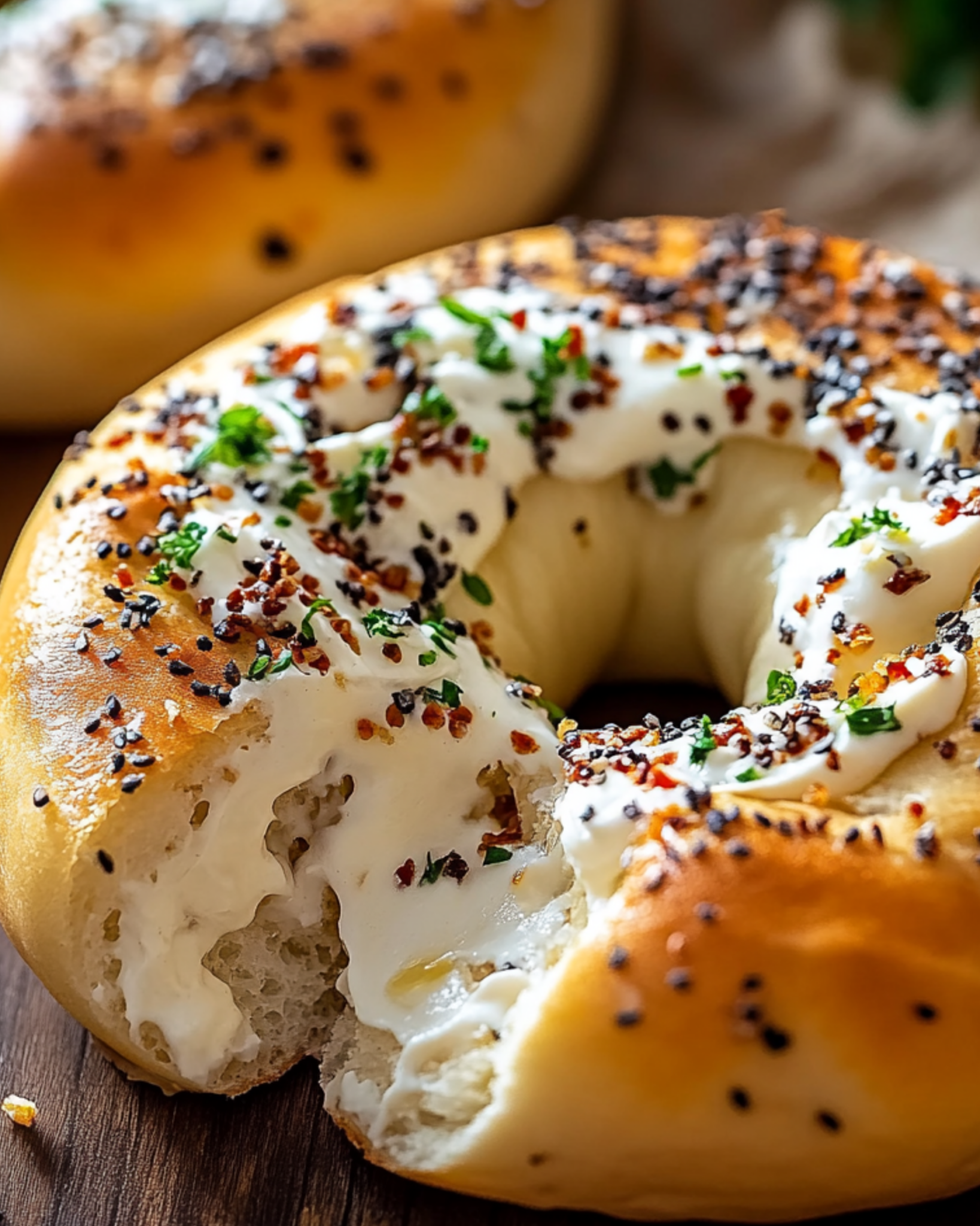 Cream Cheese Stuffed Garlic Bagels